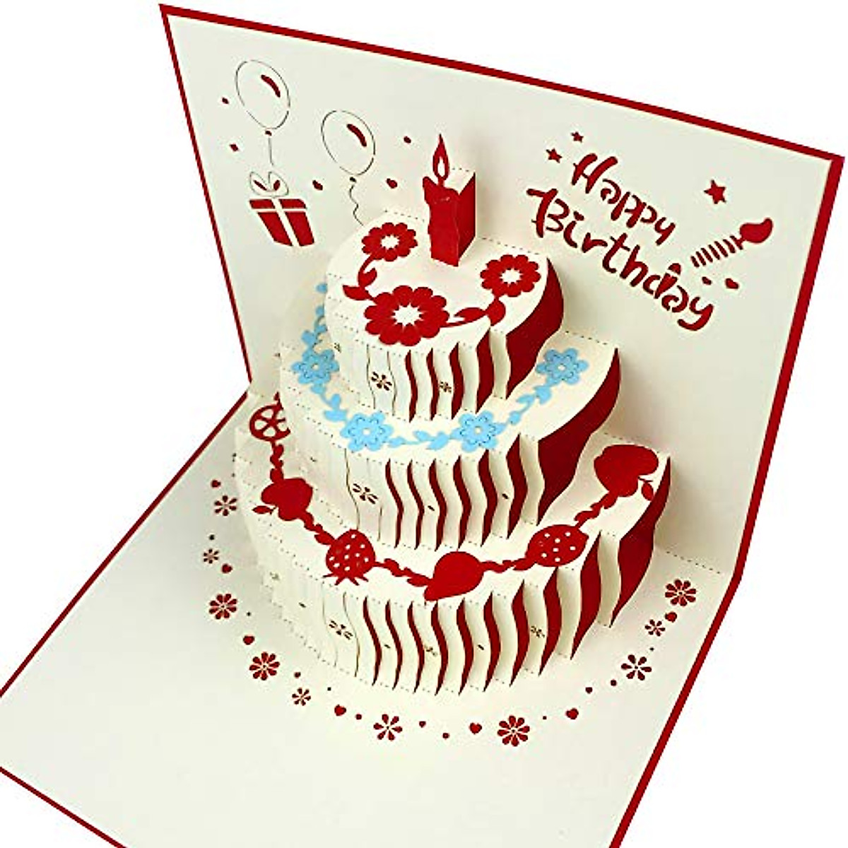 Akeydeco 3D Pop Up Birthday Cards,Birthday Pop Up Greeting Cards Laser Cut Happy Birthday Cards Including Envelopes Best for Mom,Wife,Sister, Boy,Girl,Friends 1 Pack