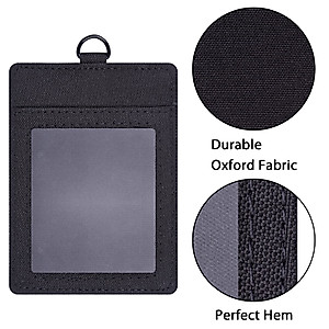 ID Badge Holder, Wisdompro Durable 23 inch Heavy Duty Lanyard with ID Holder, Safety Breakaway Detachable Buckle, Swivel Metal Hook, 1 Clear ID Window & 2 Credit Card Slot - Vertical Black