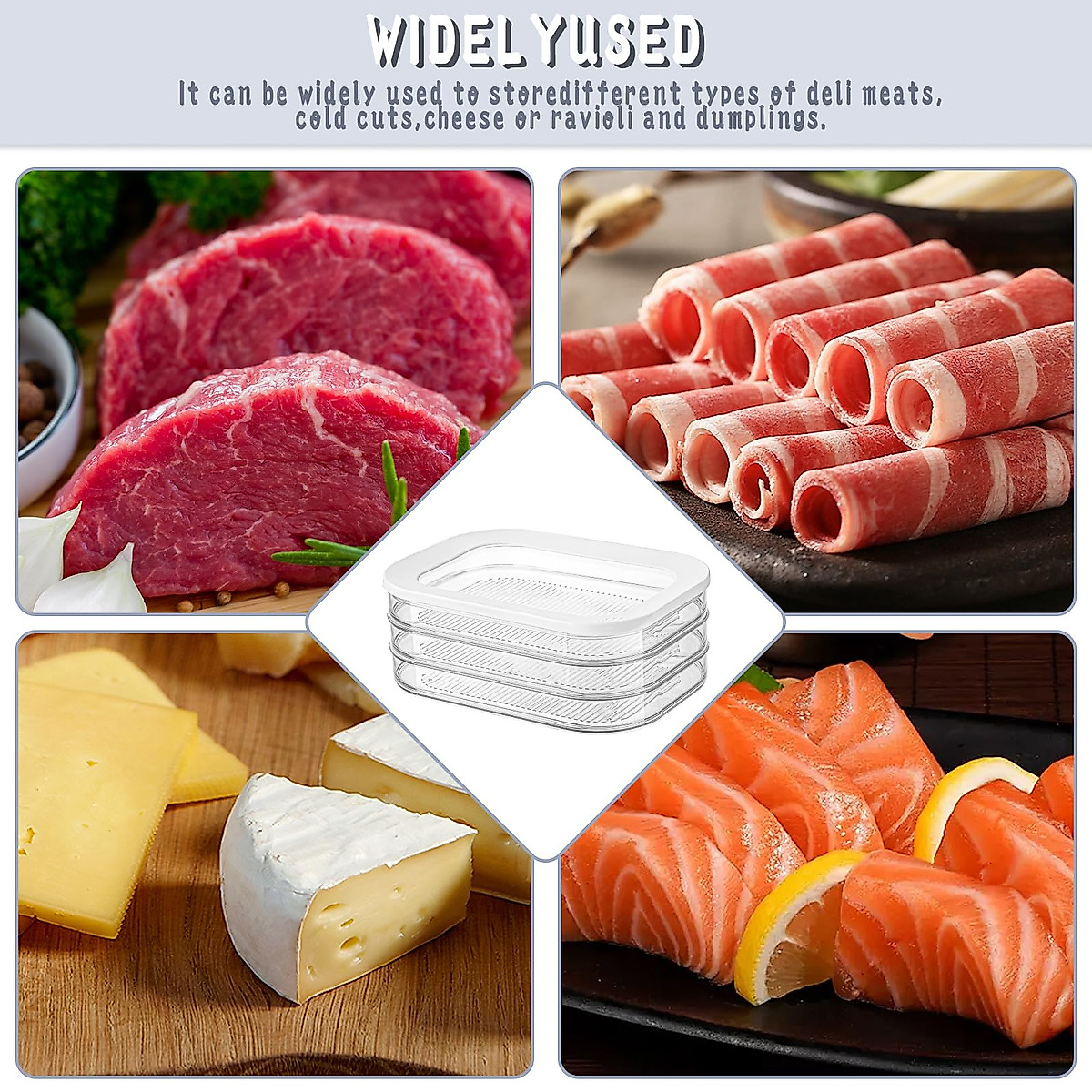 Deli Meat Container Fridge, deli meat containers with lids for Cold Cuts, Lunch Meats, Salami, Meal Prep Containers, BPA-Free 16 oz square deli containers for lunch meat