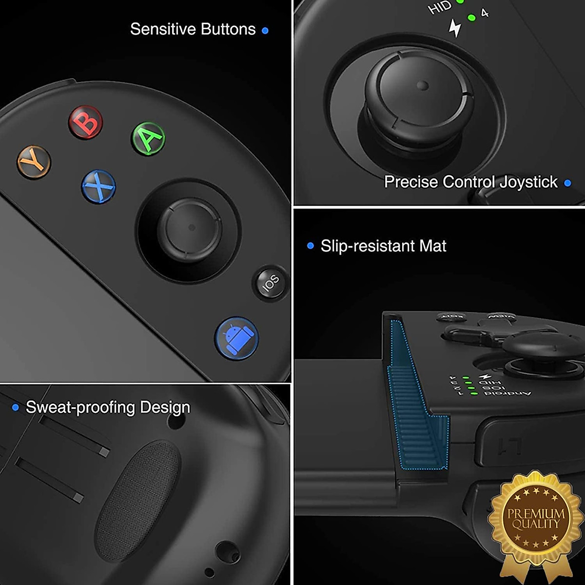 Wireless Mobile Controller Gamepad,PUBG Mobile Controller with Triggers for 3.5-6.5 Inch Android iOS for FPS Games Gamepad
