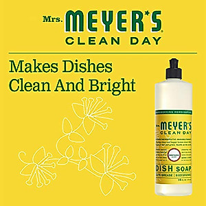 MRS. MEYER'S CLEAN DAY Liquid Dish Soap, Biodegradable Formula, Honeysuckle, 16 fl. oz - Pack of 3
