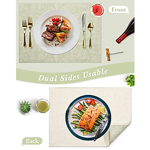 SUEH DESIGN Leather Placemats Set of 6 Reversible Table Mats Heat Resistant Waterproof No-Slip Place Mats for Dining Table Kitchen Parties