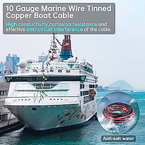 10 Gauge Wire,iGreely 10 AWG Tinned Copper Electrical Wire Cable, 2 Conductor Insulated Wire for Solar Panel Car Audio Automotive Marine Speaker Led Lighting-30Ft Black&30Ft Red