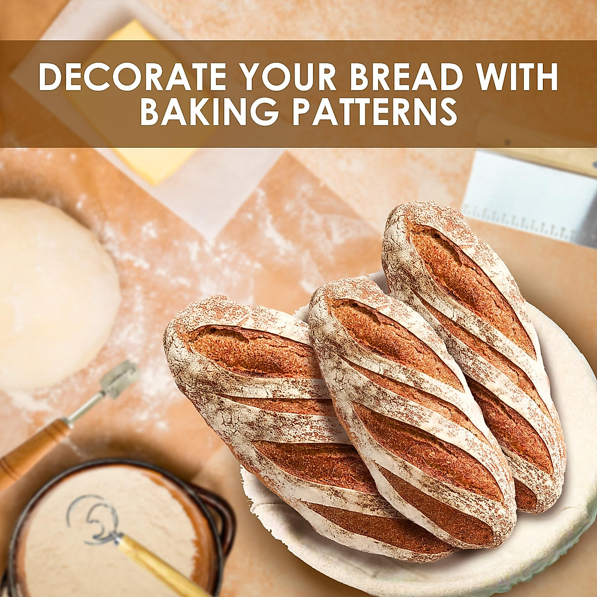 Premium Bread Banneton Proofing Basket Set of 2, 10 inch Round & Oval Cane Bread Proofing Baskets with 4 set cloth Sourdough Baskets Tools & Liners for Artisan Bread Making, Baking Supplies Kit