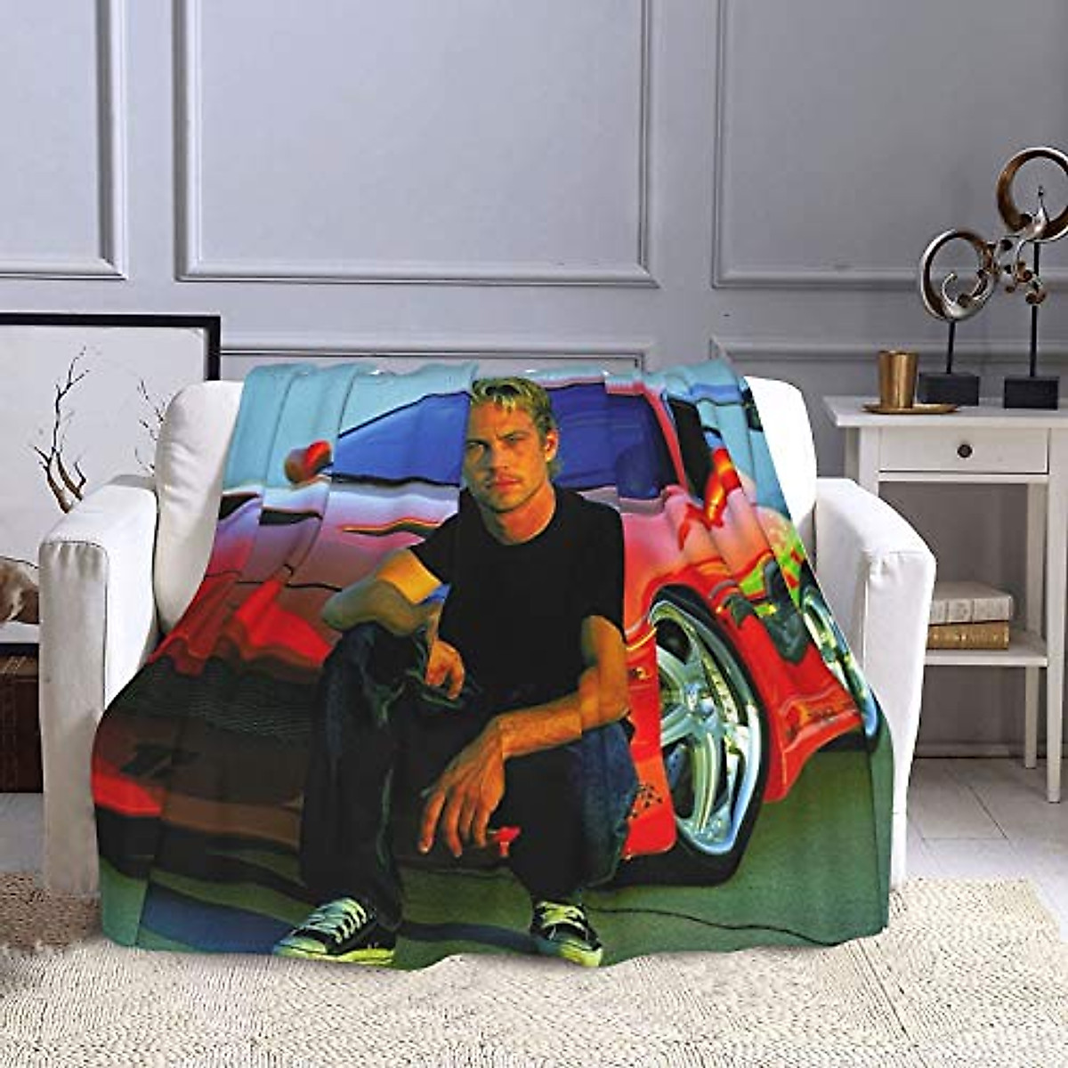 Paul Walker Blanket Comfort Warmth Soft Cozy Air Conditioning Machine Wash Blanket 3D Printing Poster Blanket All Season for Bed Sofa Couch Car 60"x50"