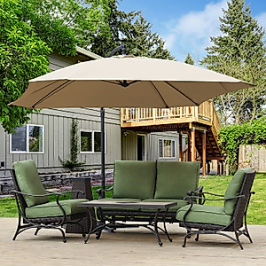 Aoodor Offset Square Patio Umbrella 8.7‘ Cantilever Hanging Market Umbrella Water Resistant UV Protection Brown- Base Not Included