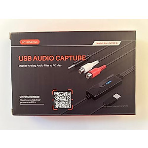 DriverGenius AV202-B USB2.0 Audio Capture/Grabber Card Device - Analog Cassette to Digital MP3 Converter - Compatible for Windows 11, macOS
