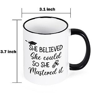 Maustic Graduation Gifts for Her, She Believed She Could So She Mastered It Mug, Masters Degree Graduation Gifts, College Graduation Gifts for Her Women Friends Girls, Best Graduation Gifts, 11 Oz