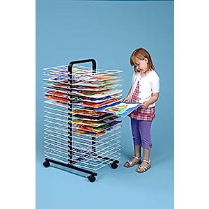 American Educational Products A-C1168 Drying Rack on Wheels, 40 Shelf, 7" Height, 18" Wide, 48" Length
