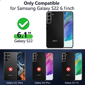 Justcool for Samsung Galaxy S22 Case, Dual Layer Heavy-Duty Rugged Shockproof Anti-Drop Protective Case for Samsung Galaxy S22 5G 6.1 Inch (Black)