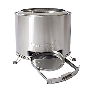 Flame Engine 19 Inch Circular Smokeless Fire Pit with Carry Bag and Ash Removal Tray for Easy Cleanup for Wood logs or Wood Pellets, Stainless Steel