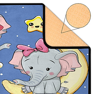 Elephant Moon Stars Area Rug for Bedroom Living Room 4.8 x 6.6 Feet Soft Fluffy Indoor Floor Carpet Non-Slip Washable Modern Rugs for Dorm Nursery Kids Room Home Decor