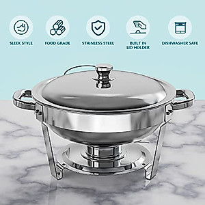 Chafing Dish Buffet Set 5 QT 4 Packs Stainless Steel Buffet Servers and Warmers, Chaffing Servers with Covers, Catering, Chafer,Food Warmer for Parties Weddings