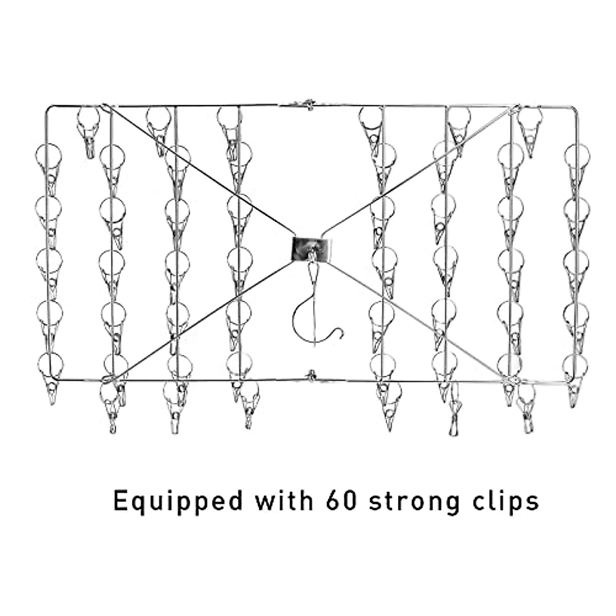 Tosnail 52 Clips Foldable Clothes Drying Rack with 30 Clips and Loops, Stainless Steel Clip and Drip Hangers, Laundry Accessories for Socks, Bras, Towels, Underwear, Baby Clothes