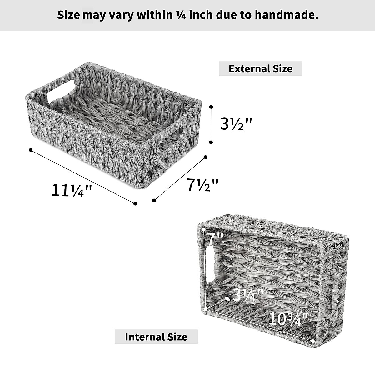 GRANNY SAYS Bundle of 1-Pack Toilet Basket Tank Topper & 2-Pack Wicker Shelf Baskets