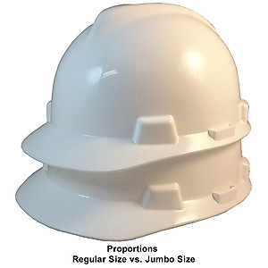 MSA V Jumbo (Large) Size Cap Style Hard Hats w/FasTrac III Suspensions and Handy Tote Bag - White