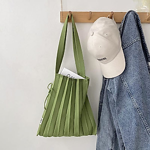 Bealin Women's Pleats Hobo Bag Casual Washable Large Shopping Tote Handbag Green