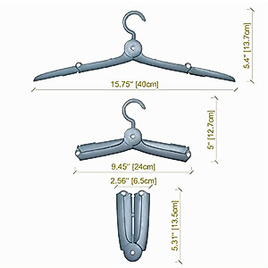 Fineget Travel Hangers Foldable Collapsible Plastic Hangers Portable Non Slip Clothes Hangers for Laundry Car Camping Grey Hangers Quick Drying 2 Pcs