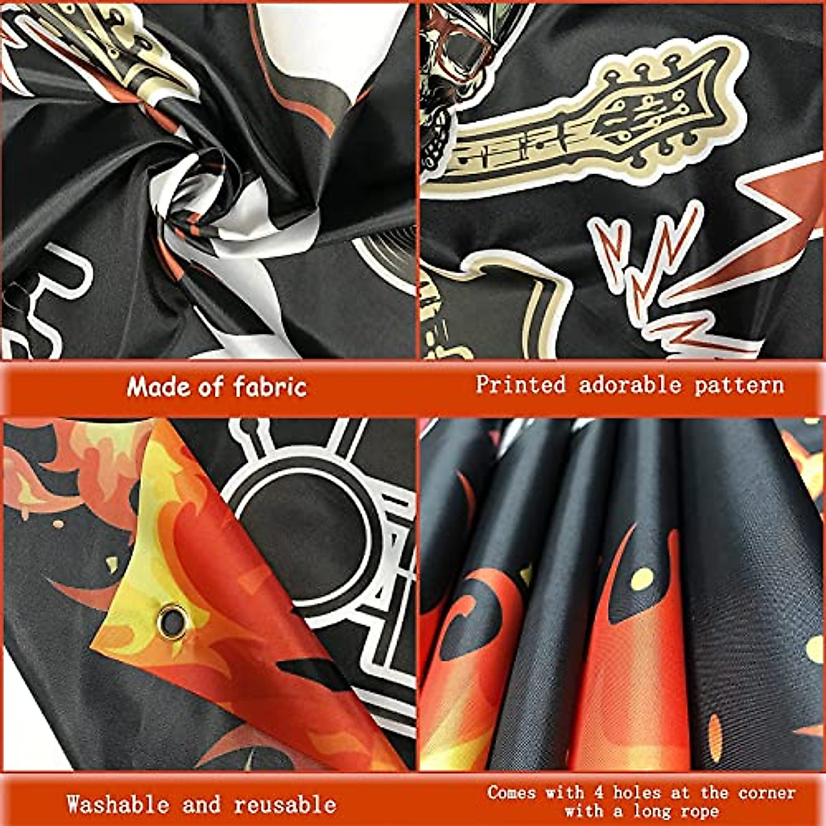 Crenics Born to Rock Backdrop Banner, Extra Large 1950's Rock and Roll Party Decorations, Rock Star Music Theme Birthday Party Supplies, 5.9 x 3.6 ft