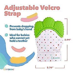 Liname 2 Pack Teething Mitten with Soothing Toy - Baby Chew Toy and Teething Glove- Infant Teething Mitten Crinkle Sound and Textured Silicone to Soothe Sore and Swollen Gums