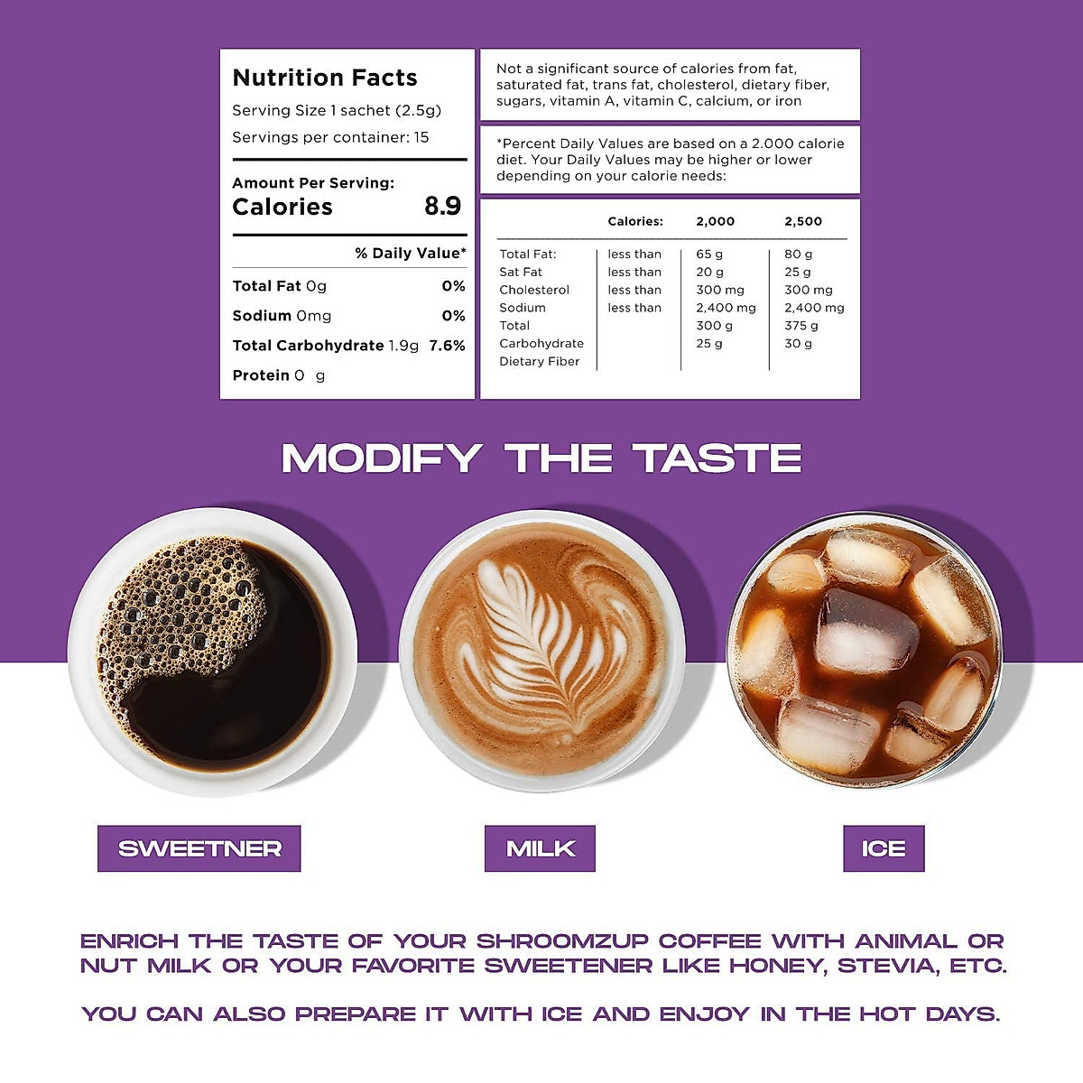 ShroomzUp Mushroom Coffee Instant - 15 Pack with 4 Mushrooms - Lion’s Mane, Reishi, Chaga and Cordyceps Mushrooms - Vegan Nootropic Coffee Instant - Arabica and Robusta Superfood Instant Shrooms Coffee for Energy