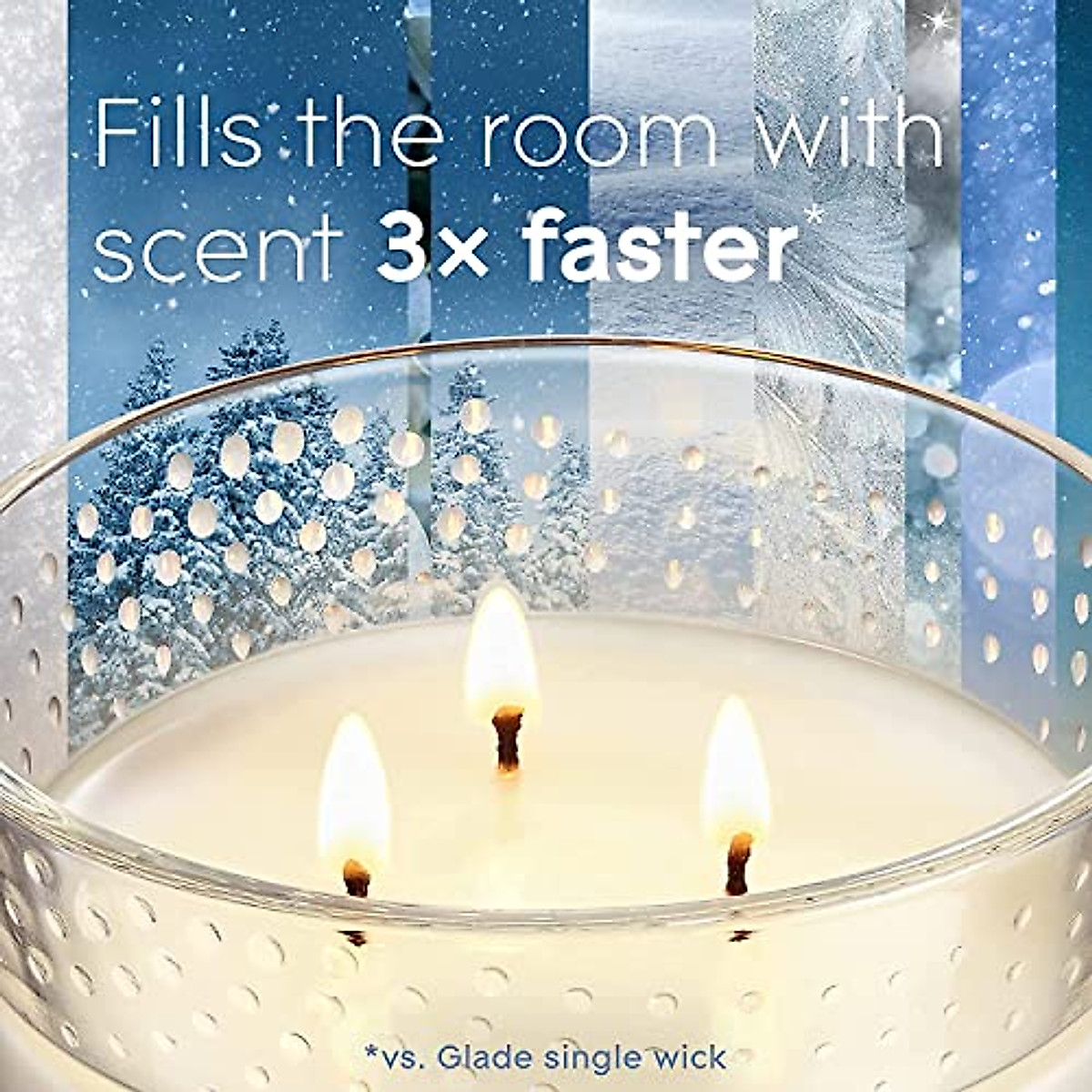Glade Candle, Fragrance Candle Infused with Essential Oils, Air Freshener Candle, 3-Wick Candle (Snow Much Fun)