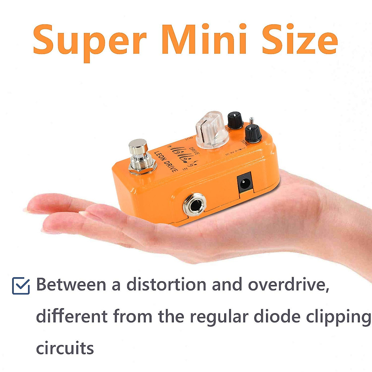 MIMIDI Overdrive Pedal, Mini Leon Drive Guitar Effect Pedal with True Bypass (M16 Orange)