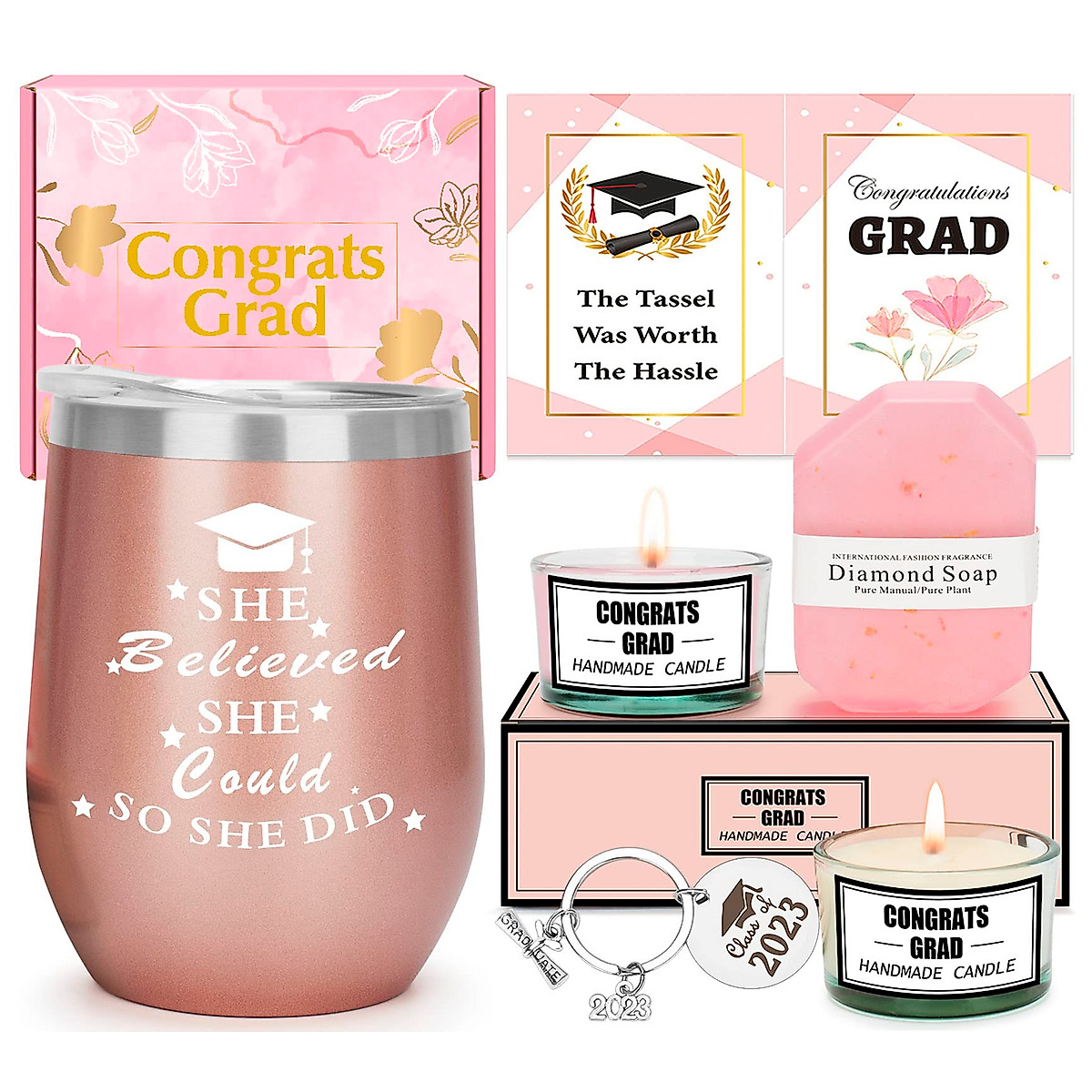 Graduation Gifts for Her 2023, College Gifts, Relaxing Spa Basket Gift with Tumbler, Masters Degree Grad New Job Class of 2023 For Girls Graduates Women (Graduation)