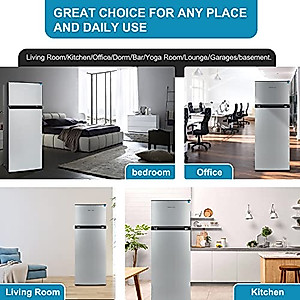 Frestec 7.4 CU' Refrigerator with Freezer, Apartment Size Refrigerator Top Freezer,2 Door Fridge with Adjustable Thermostat Control,Freestanding, Silver (FR 742 SL)