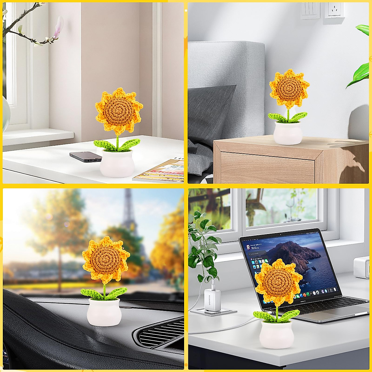 Gifts for Women, Self Care Package for Women Crochet Sunflower Gift Baskets for Women Birthday, Mothers Day Gifts Unique Sending Sunshine Gifts