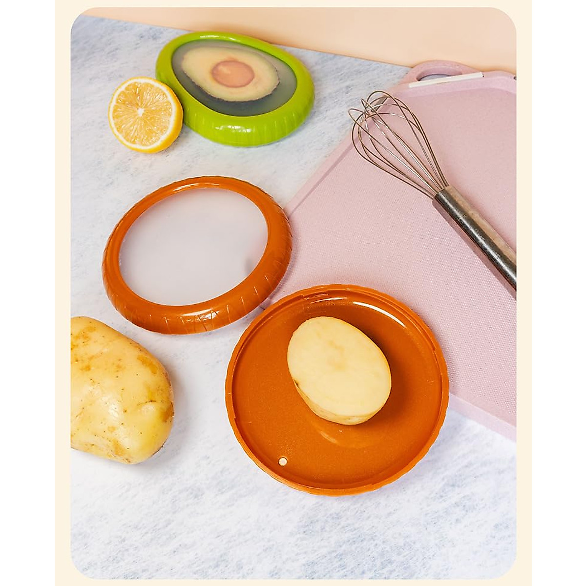 4pcs Silicone Fruit Storage Box, Upgrated Silicone Fruit And Vegetable Anti-Oxidation Storage Containers, Fresh Preservation Box for Avocado Tomato Onion Lemon, Container Set for Fridge Keep Fresh