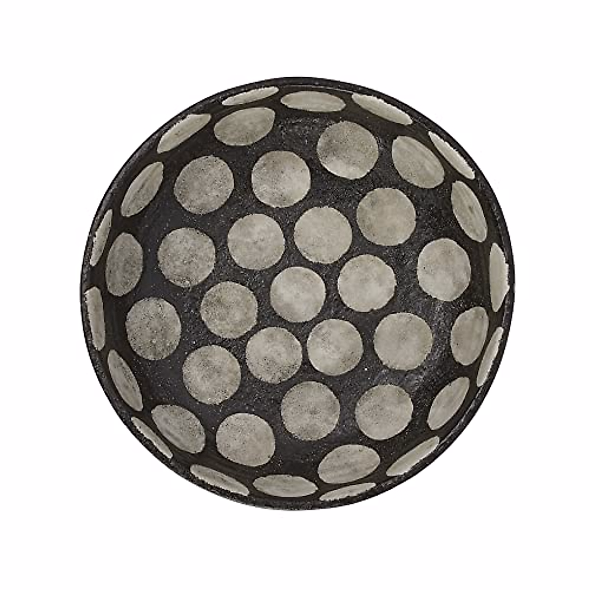 Creative Co-Op Terracotta Wax Relief Dots, Black and Natural Decorative Bowl
