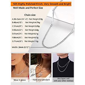 PROSTEEL 925 Sterling Silver Chain Necklace for Men Cuban Link Chains Necklace Dainty 14 inch Mens Layered Necklaces