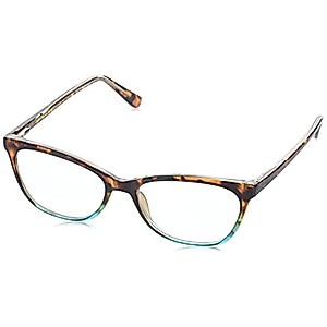 Sofia Vergara x Foster Grant Women's Teresa Reading Glasses Cat-Eye, Tortoise and Crystal Turquoise, 52 mm + 1.75