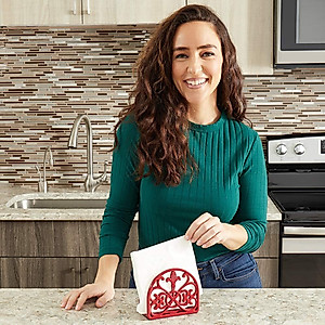 Fleur De Lis Cast Iron Napkin Holder, By Home Basics (Red) / Napkin Holders For Kitchen/Table Napkin Holder With Non-Skid Feet