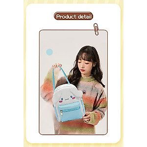 Girls Anime Kawaii Mini Backpack + Keychain Anime Cosplay Backpack Cute Doll Handbag Shoulder Bag(Blue)