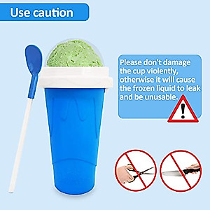 Slushie Cup Maker, Squeeze DIY Quick Frozen Magic Cup Slushy Ice Cream Maker Machine With Lids And Straws Double Layer Squeeze Cups Slushy Maker for Kids/Adults (pink)
