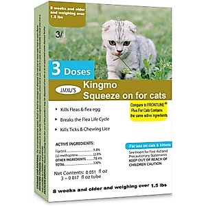 Flea and Tick Prevention for Cats, Cat Flea & Tick Treatment with Fipronil, Long-Lasting & Fast-Acting Topical Flea & Tick Control Drops for Kitten, 3 Doses