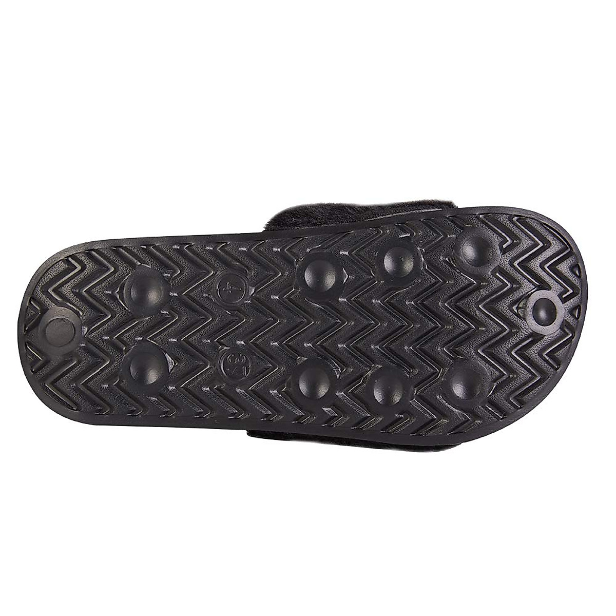 FUNKYMONKEY Women's Slides Faux Fur Cute Fuzzy Slippers Comfort Flat Sandals (9-10 M US, Black)