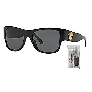 Versace VE4275 GB1/87 58M Black/Grey Square Sunglasses For Men For Women + BUNDLE with Designer iWear Eyewear Kit