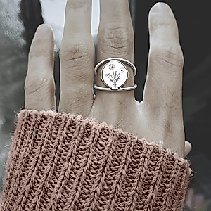 SIMONLY Mothers Day Gifts Personalized Flower Bouquet Ring Birth Flower Ring Sterling Silver Month Flower Ring for Women Mother Daughter