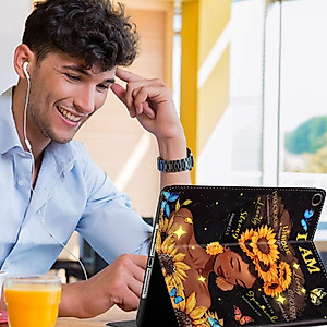 Case for iPad 9th/8th/7th Gen 2021/2020/2019 iPad 10.2 Inch Case Also Fit iPad Air 3th Gen 2019/iPad Pro 10.5 inch 2017，Standing Cover Case with Auto Sleep/Wake，African American Woman