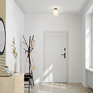 Globe Electric 61256 Aura 1-Light Flush Mount Ceiling Light, Bronze, Clear Glass Outer Shade, Frosted Glass Inner Shade, Brown, Bulb Not Included