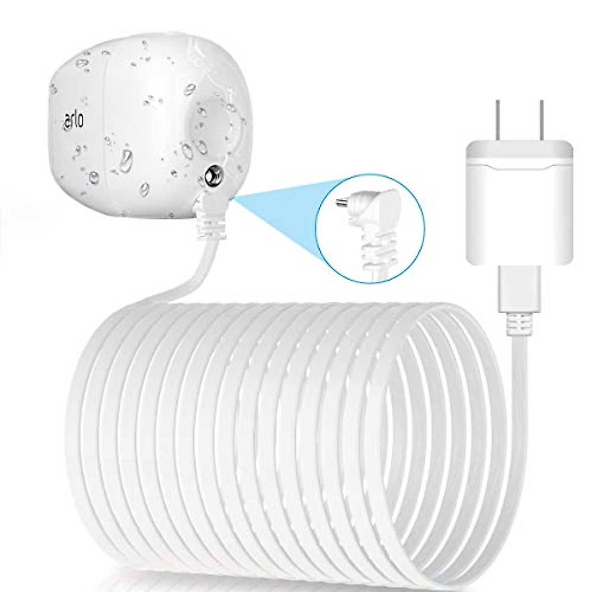 Itramax 30 Feet Right Angled Micro USB Power Cable with QC 3.0 Charger Brick,Power Supply Adapter and Charging Cord,Outdoor Quick Charger Compatible for Arlo Pro,Arlo Pro 2,Arlo Go,Arlo Security Light