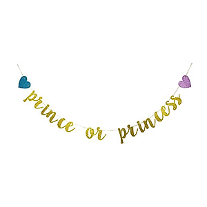 Prince or Princess Banner, Gender Reveal Party Decorations, Glitter Gold Baby Shower Party Sign, Boy or Girl,He or She What Will it Bee Decor