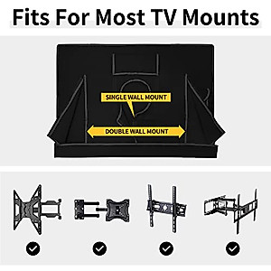 Waterproof Outdoor TV Cover for 46-48 inch TV with Bottom Cover, Thick Fabric, Dustproof and Weatherproof TV Cover with Remote Control Pocket, Black