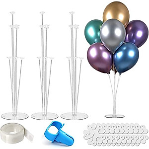 Balloon Stand, Balloon Stand Kit 28Inch Height, Table Balloon Stand 4 Set, for Wedding, Birthday, Baby Shower, Christmas, Parties Decoration (Not Include Balloons)