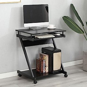 SDHYL Z-Type Laptop Desk Mobile Standing Laptop Cart Small Workstation with Keyboard Tray Work Stand for Small Space, Black, S7-DX-8110-BB-US
