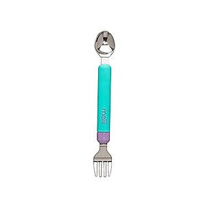 melii Spork On The Go - Travel Utensils for Babies and Toddlers - Detachable Fork and Spoon with Carrying Case - Blue & Purple