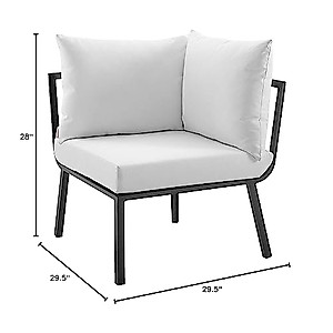 Modway Riverside Outdoor Furniture, Corner Chair, Gray White